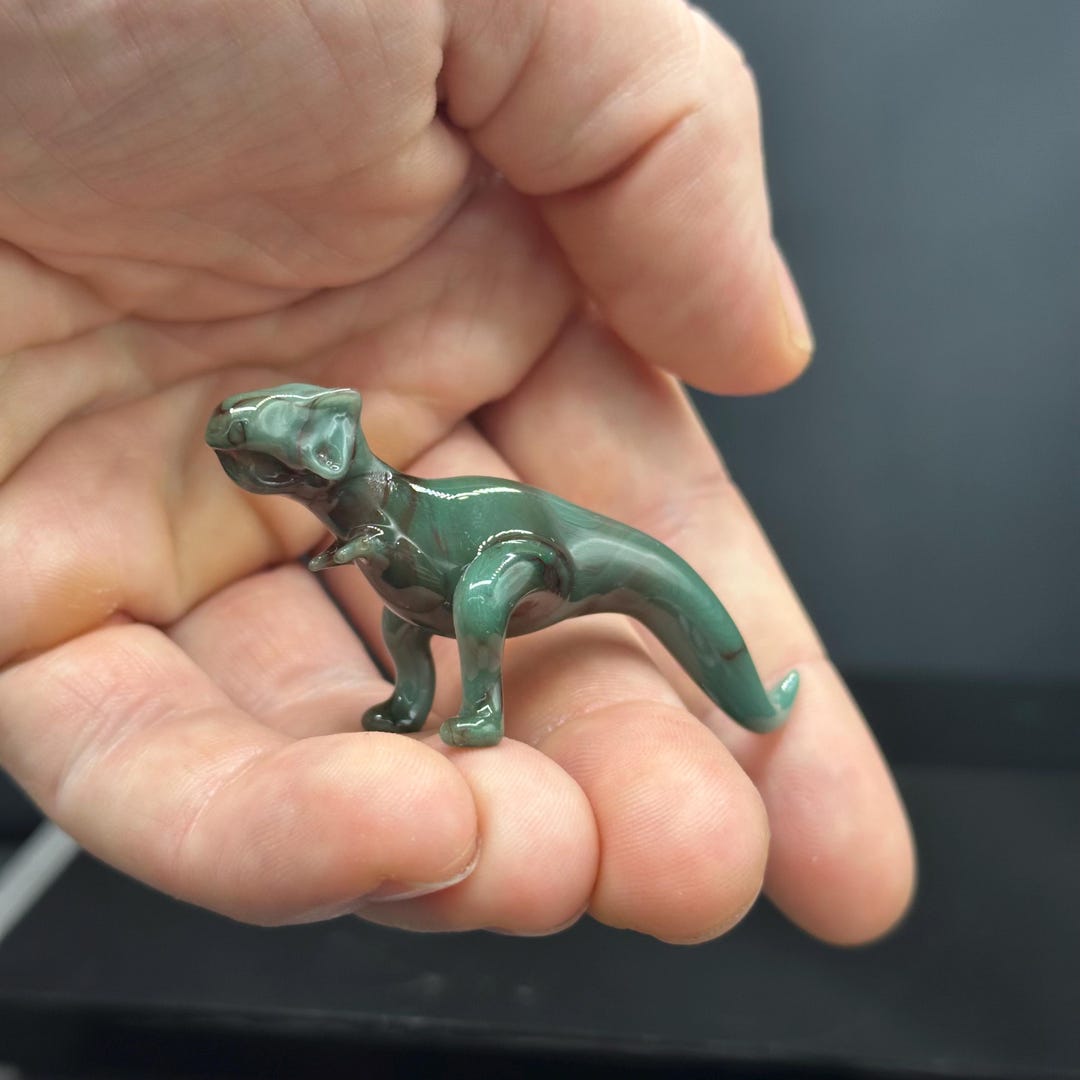 Turquoise Green Glass T. Rex | Hand Sculpted Mini Glass Tyrannosaurus ...