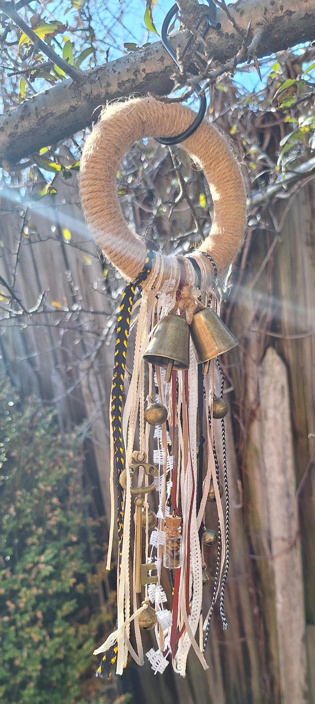 Grounding Protection Bells Many Ribbons Handcrafted With 4" Wood Ring ...