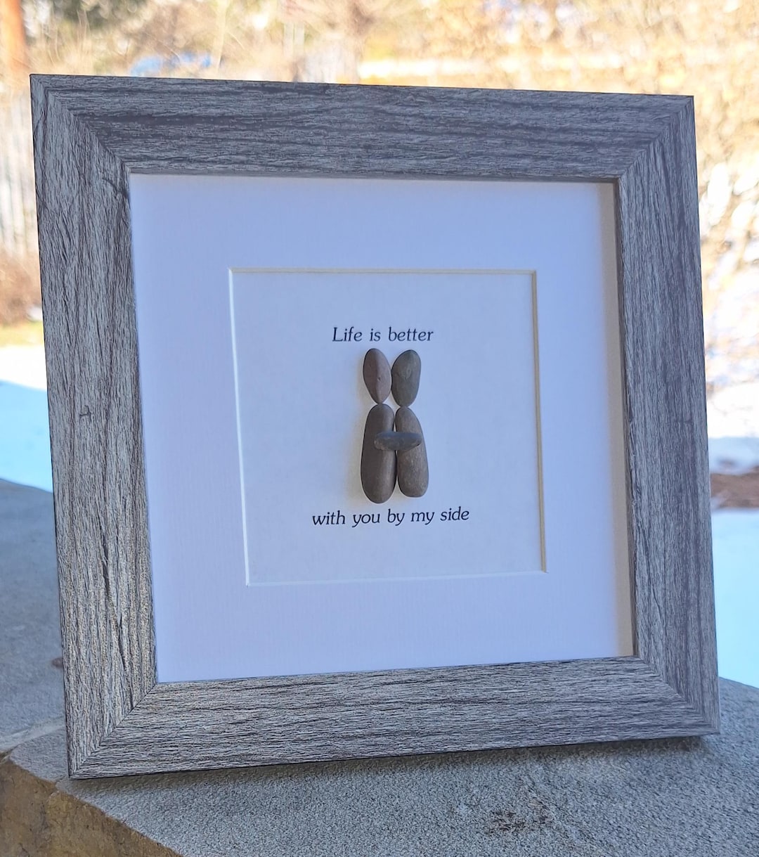 Pebble Art Couple Gift: Framed Love Art, Unique Wall Decor (6x6) - Etsy