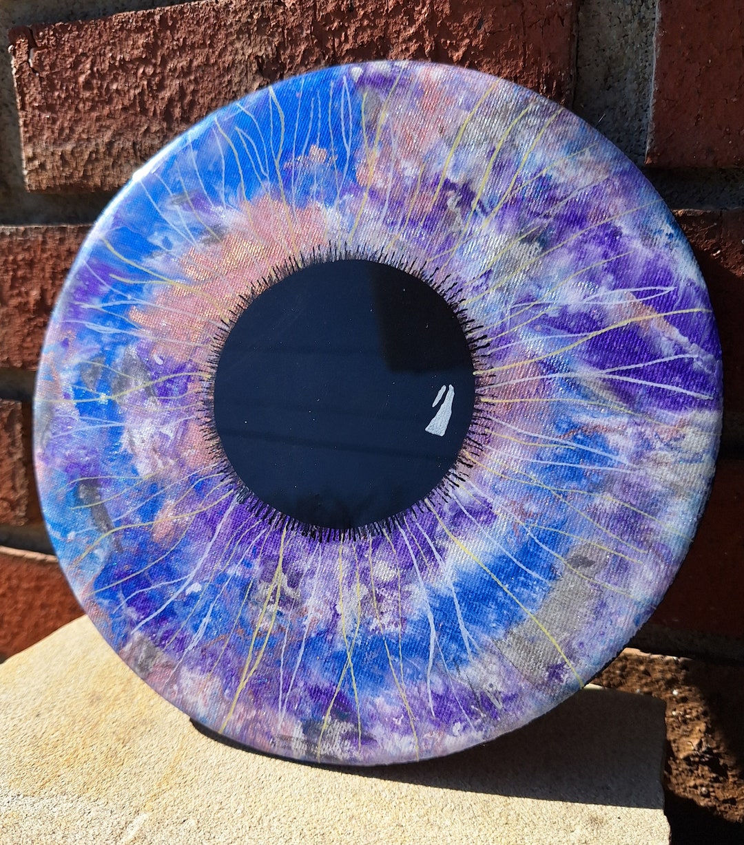 Epoxy Resin Eyeball Painting: 8" Blue Purple Gold Pour Art - Etsy