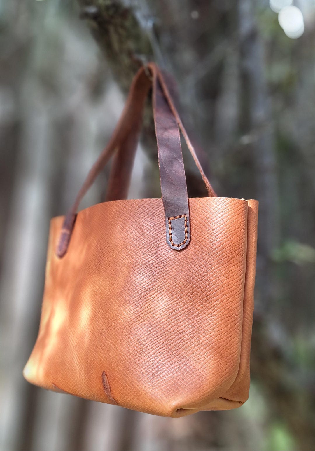 Handstitched Leather Mini Tote: Tempesti Italian Hatch Grain, Horse ...