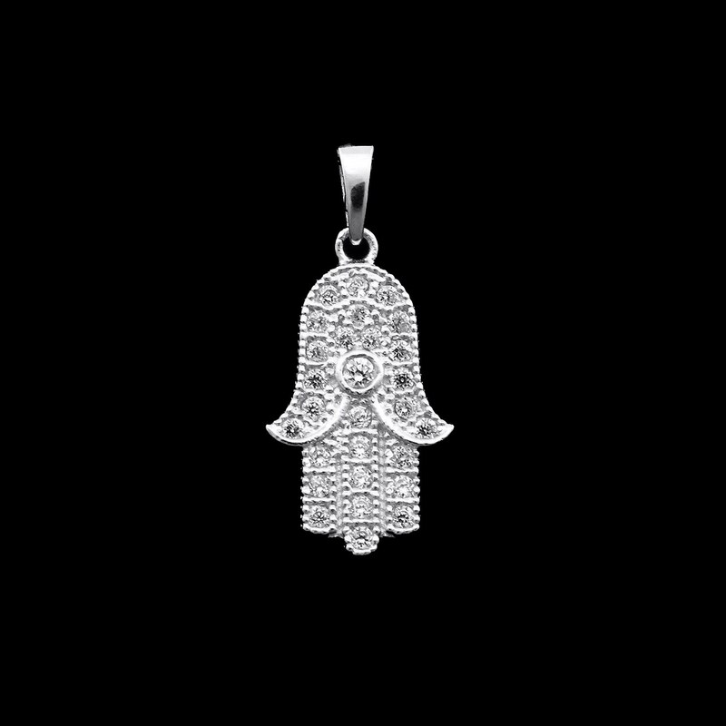 White Gold Hamsa Pendant - Etsy