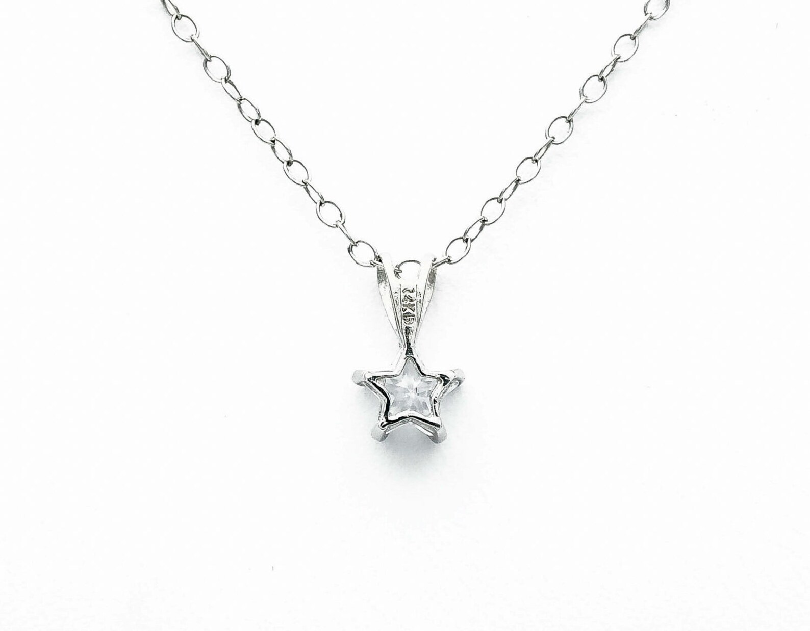 Star Shape Created Diamond Pendant Solid 14K Yellow / White - Etsy