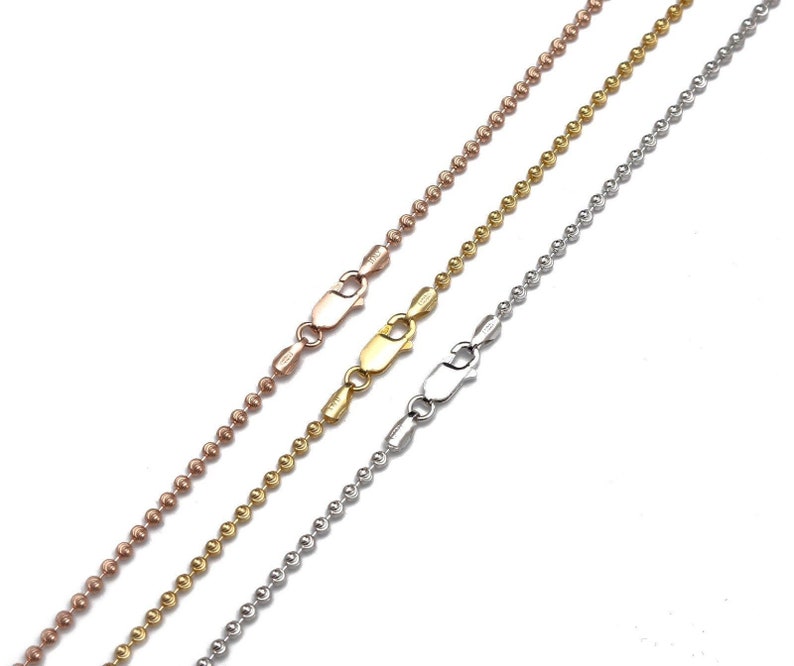 925 Moon Cut Ball Chain Solid Sterling Silver/rose/gold Tone - Etsy