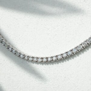 Lab Grown Diamond 14k Gold Tennis Necklace Chain 1.75mm 3.80-4.05TCW ...