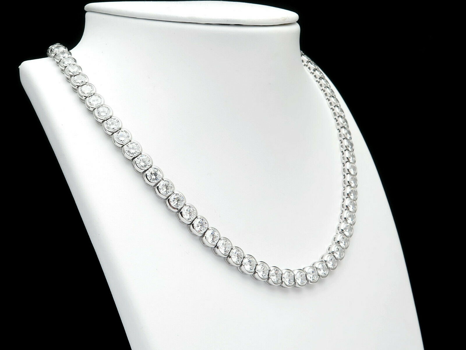Tennis Necklace 7mm 45.00TCW Bezel Round Created Diamond 925 - Etsy Tennis Necklace 7mm 45.00TCW Bezel Round Created Diamond 925 - Etsy