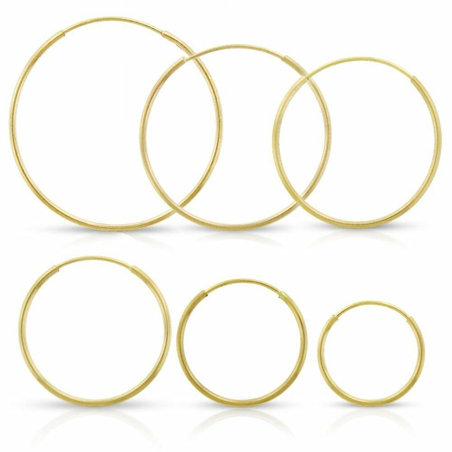 14K Real Yellow Gold Earrings Round Hoops Ladie's Hoop - Etsy