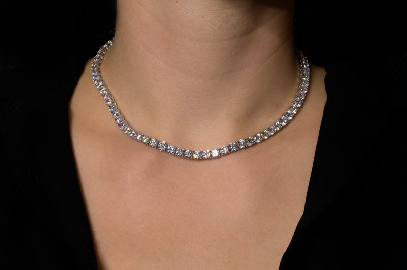 Tennis Necklace 5mm 36.00-67.00TCW Round Created Diamond 925 | Etsy Tennis Necklace 5mm 36.00-67.00TCW Round Created Diamond 925 | Etsy