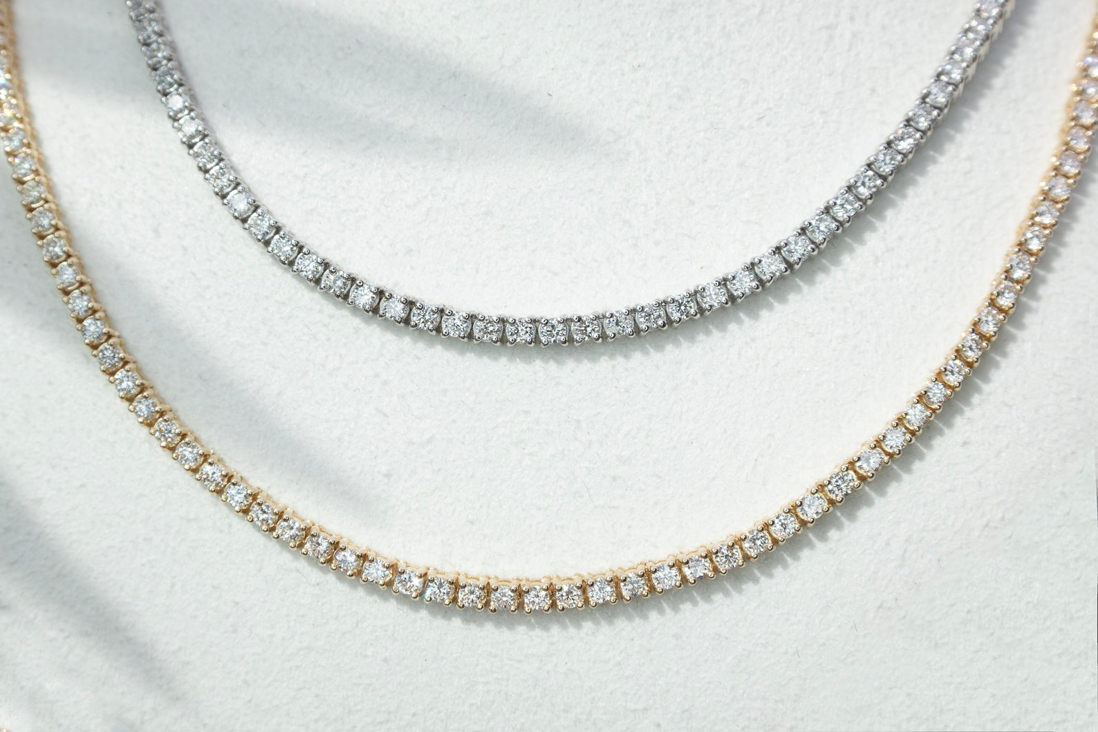 Lab Grown Diamond 14k Gold Tennis Necklace Chain 1.75mm 3.80-4.05TCW ...