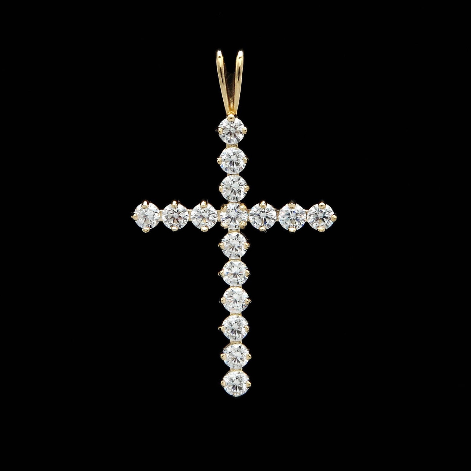 0.80CT Round Cut Created Diamond Cross Pendant 14K Yellow Gold - Etsy