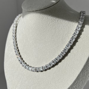 Tennis Necklace 5mm 55.38TCW Princess Cut Created Diamond 925 Solid ...