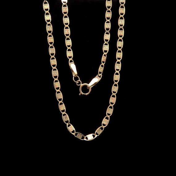 16 or 24 Valentino Link Chain 14k Solid Yellow Rose Gold Two tone Necklace 3.5mm Etsy