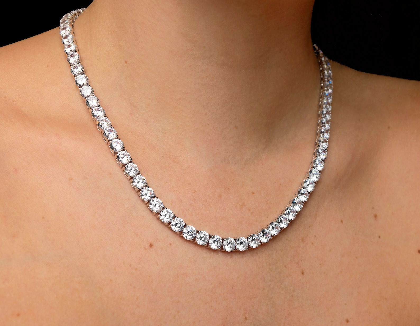 Tennis Necklace 6mm 55.00-99.00TCW Round Created Diamond 925 | Etsy Tennis Necklace 6mm 55.00-99.00TCW Round Created Diamond 925 | Etsy