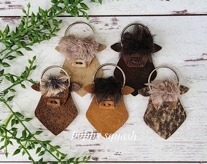 Highland Cow Keychain Vol 2 • Cattle Key Fob • Genuine Leather Charm ...