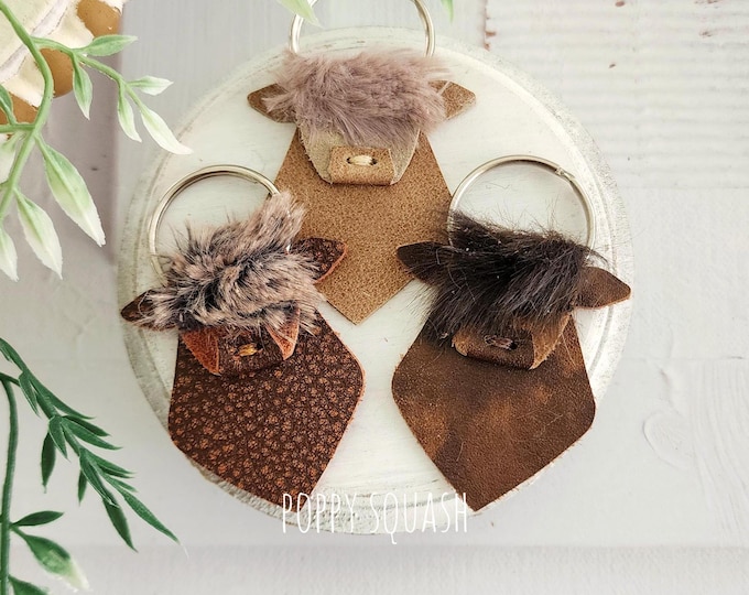 Leather Highland Cow Keychain Vol. 1: Novelty Bag Charm Keyring - Etsy
