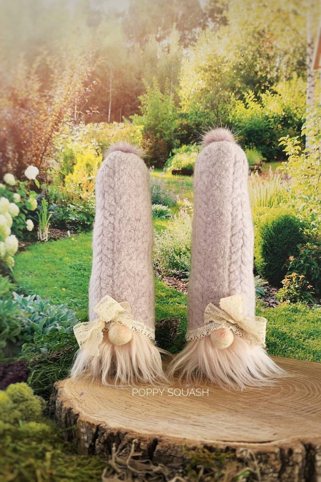 Lilac and Lavender Gnomes: Upcycled Wool Hat, Home Decor - Etsy