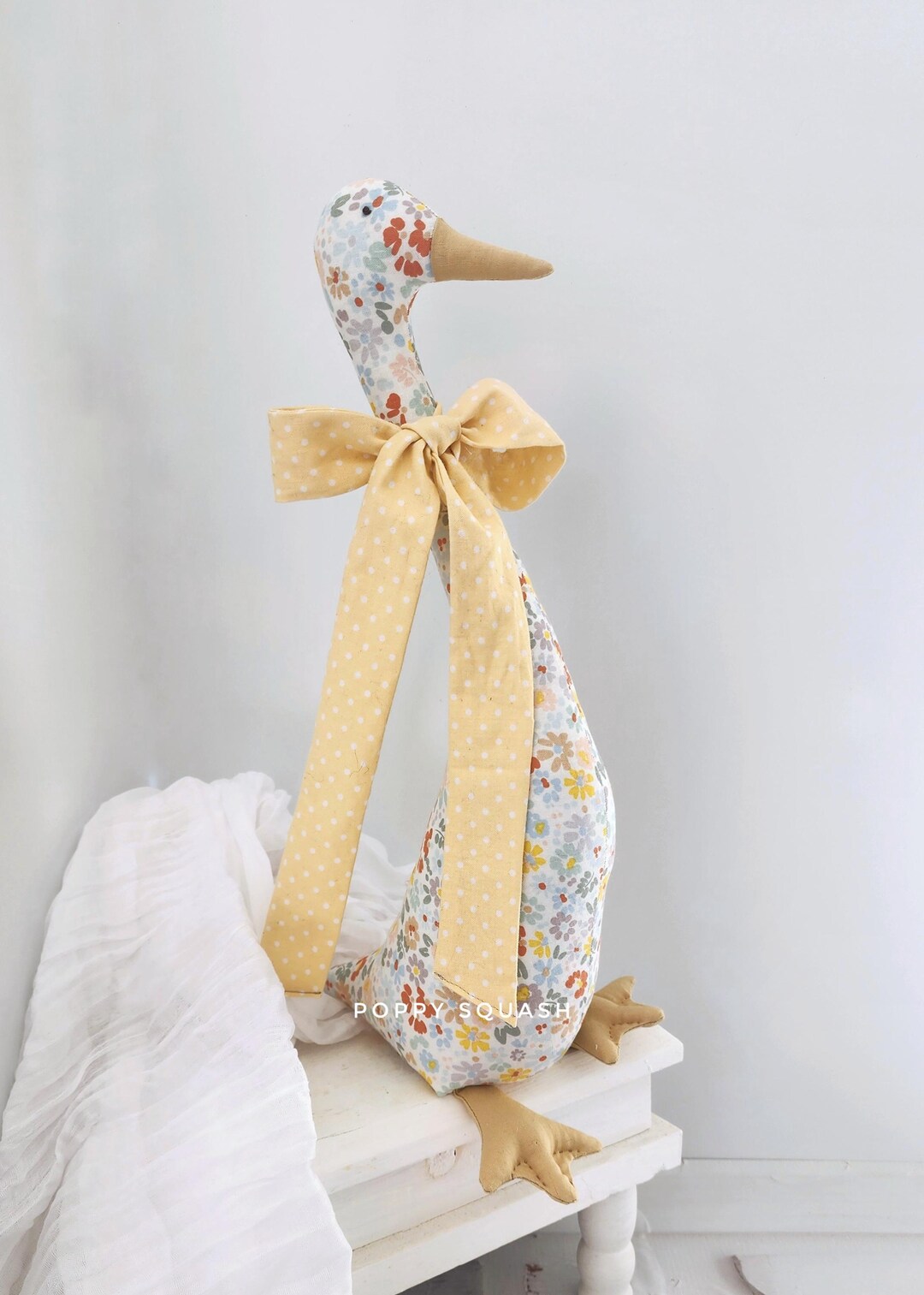 Small Floral Silly Goose Centerpiece • Handcrafted Plush Shelf or Table ...