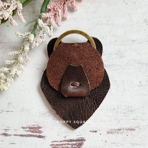 Bear Keychain Animal Key Fob Genuine Leather Bag Charm - Etsy