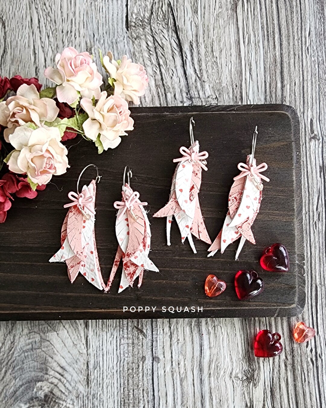 Ear Stacker Layered Earrings Feather Fringe on a Stainless Steel Hoop ...