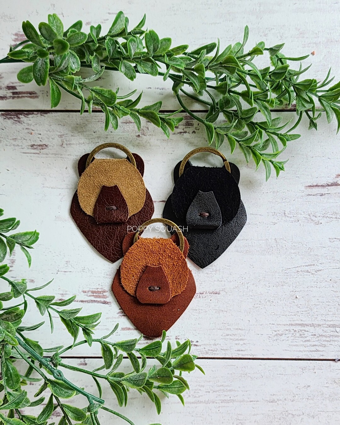 Bear Keychain • Animal Key Fob • Genuine Leather Bag Charm • Novelty ...