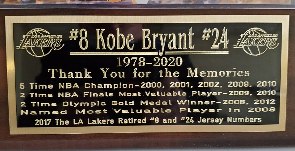 Kobe Bryant Los Angeles Lakers Plaque - Etsy