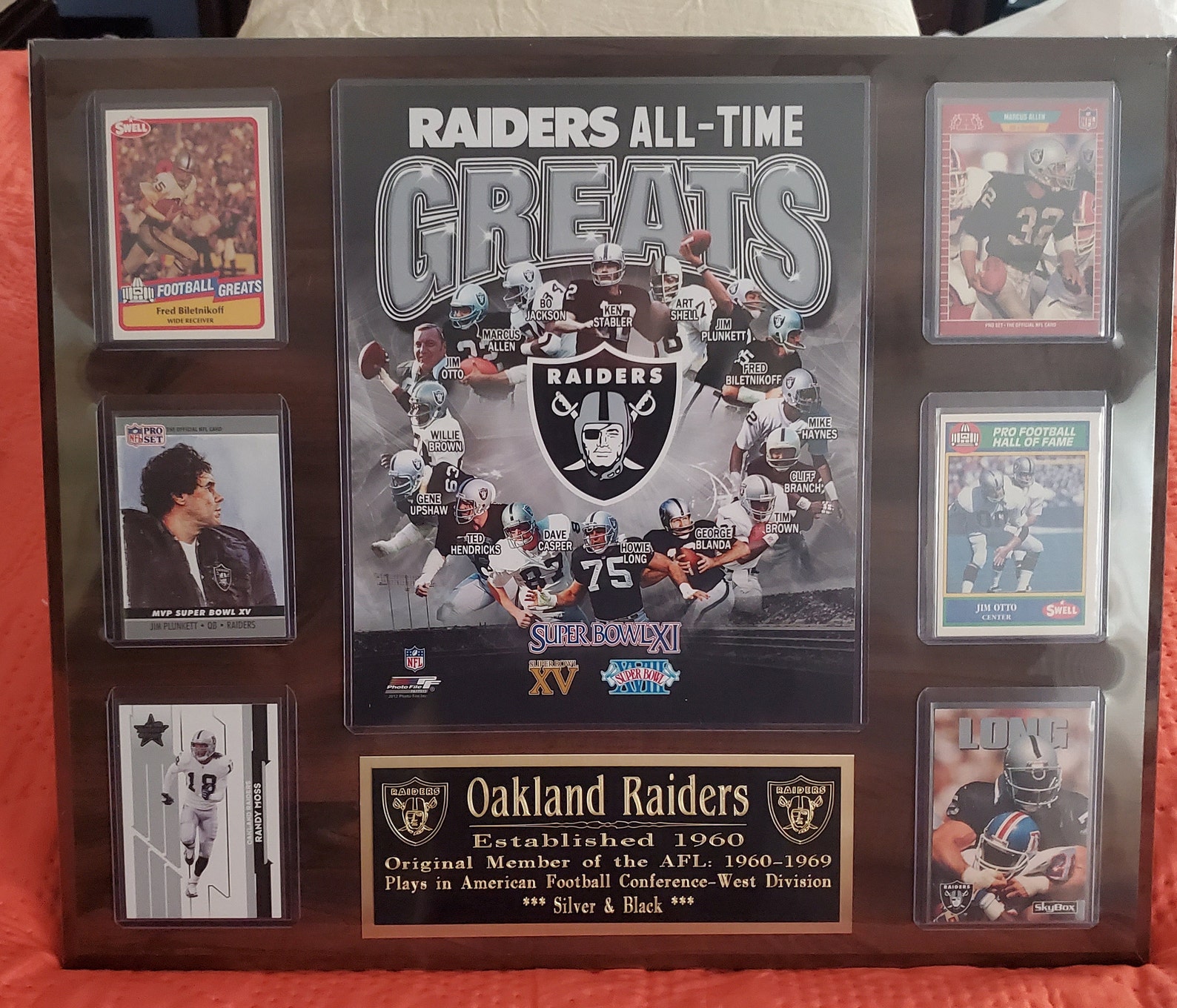Oakland / LA Raiders Greats Plaque - Stabler, Allen, Long, Blanda ...