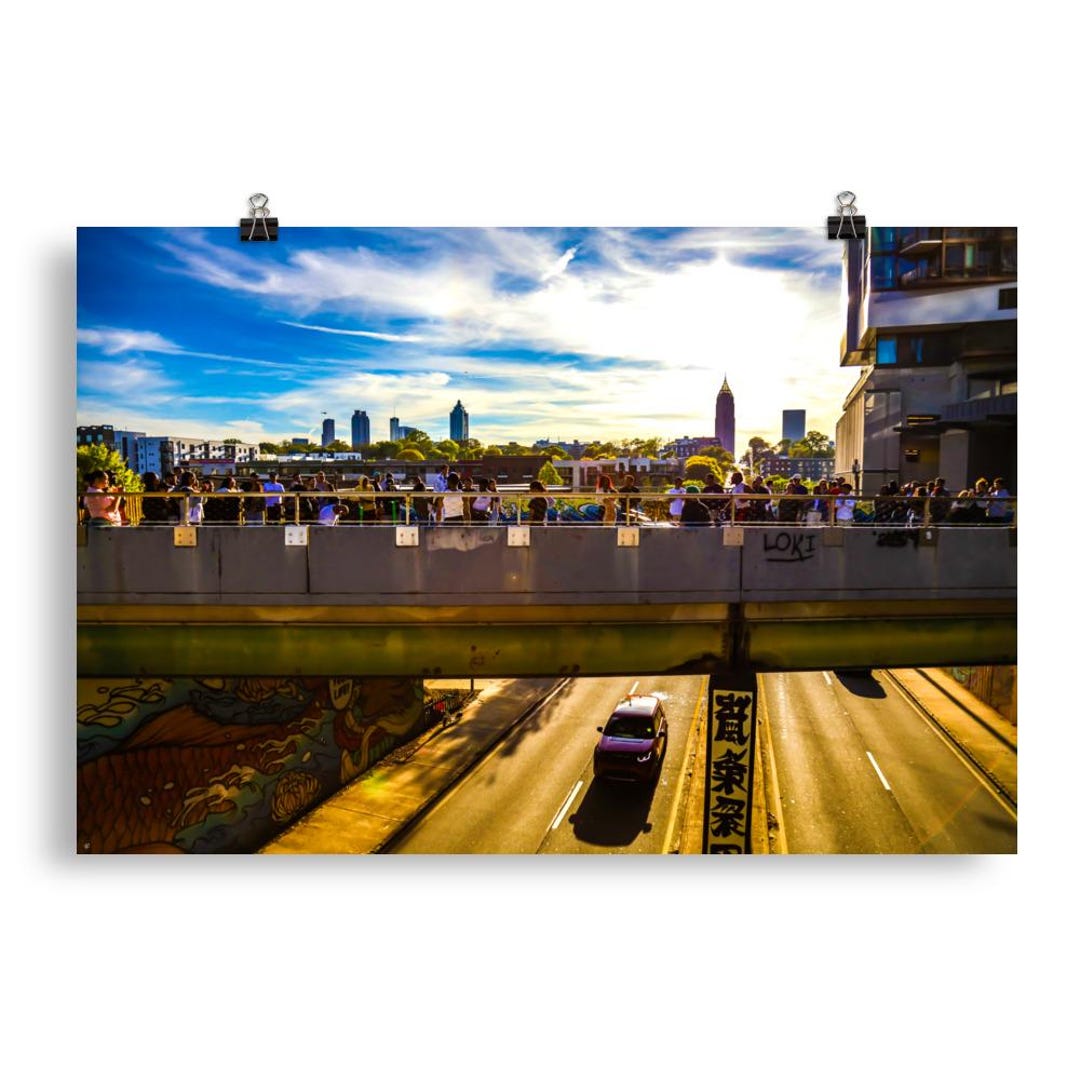 Busy Atlanta Beltline Blue Skies ATL Skyline Views Photo Print Poster ...
