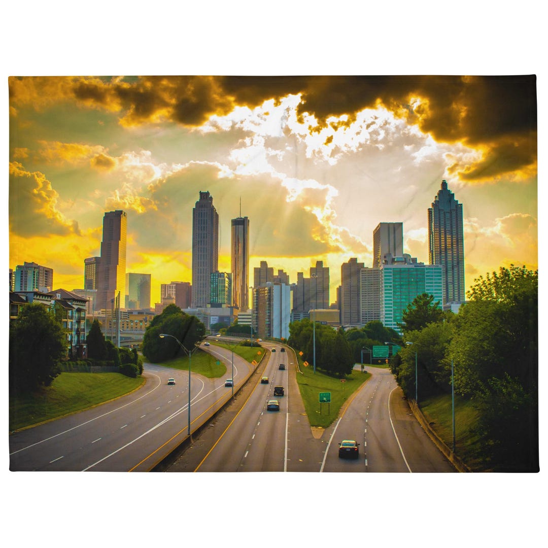 Atlanta Skyline Moody Skies Jackson Street Bridge ATL Views Throw ...