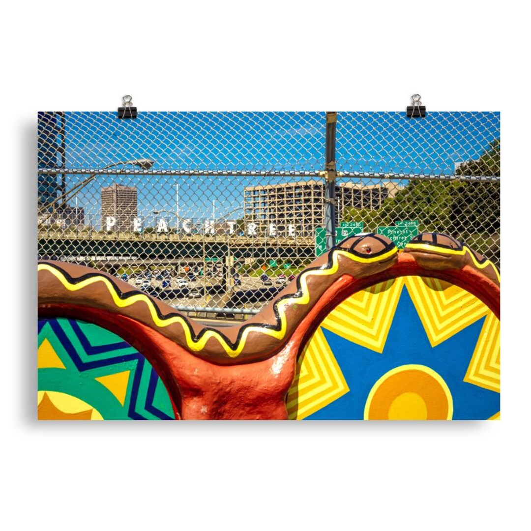 Atlanta Iconic Peachtree Highway Sign Folk Art Park View Wall Art Photo ...