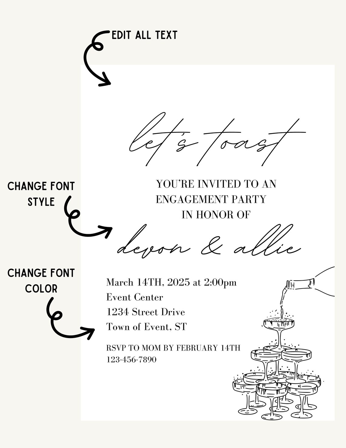 Engagement Party Invitation Instant Download Template - Etsy