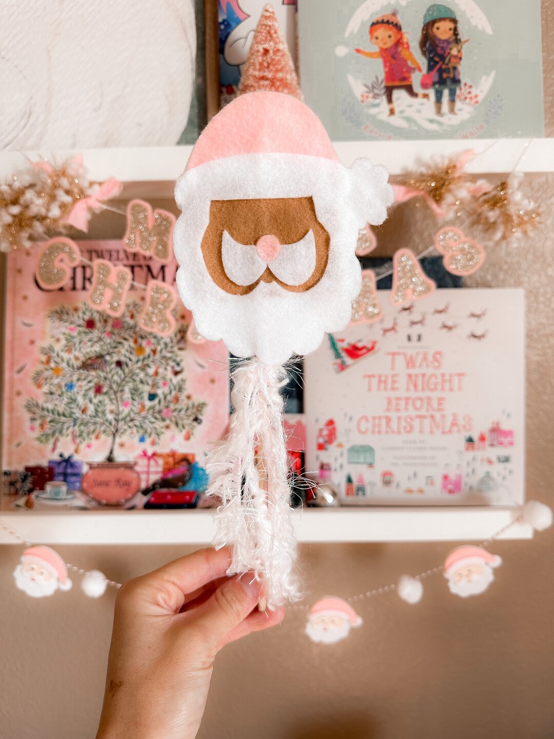 Santa Wand/whimsical/pink Santa Face - Etsy