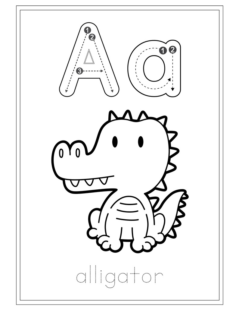 Animal Alphabet Tracing and Coloring Book - Etsy