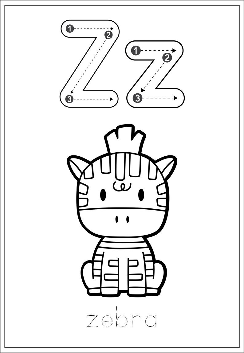 Animal Alphabet Tracing and Coloring Book - Etsy