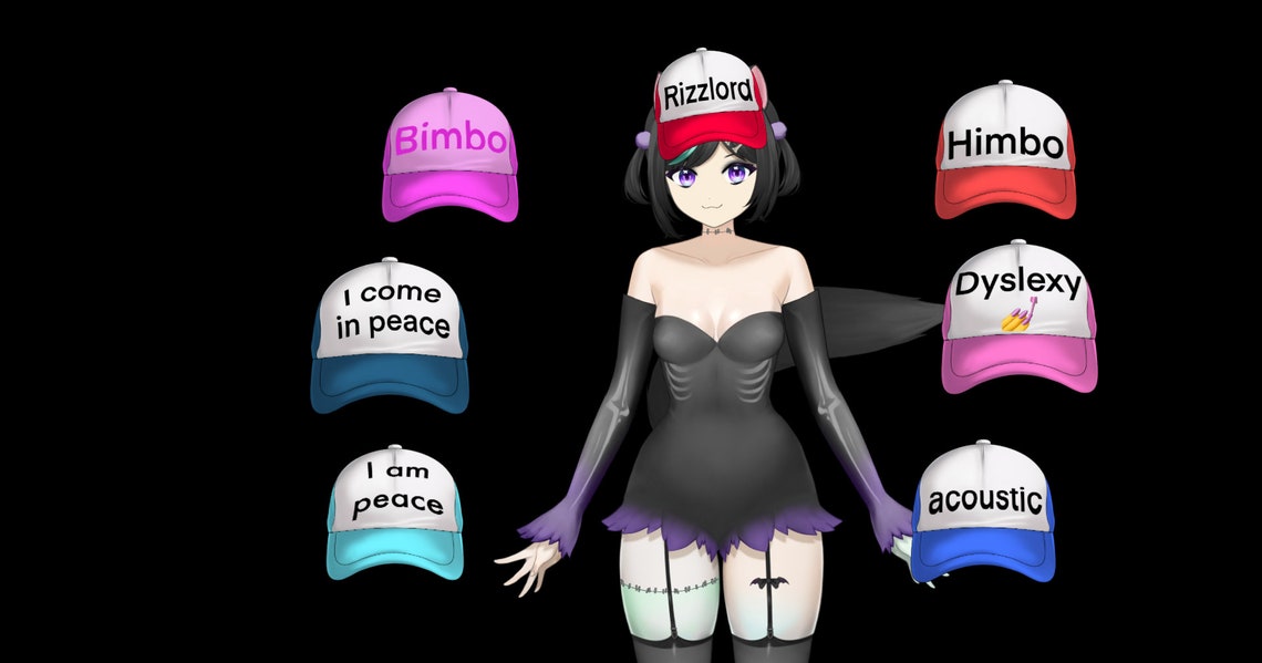 Vtuber Asset: Meme Funny Caps Hats Set C - Etsy