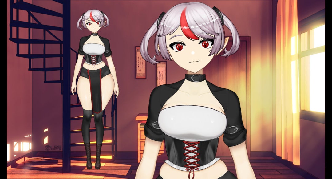 Vtuber Model Thicc Elf Goth Girl Etsy Canada