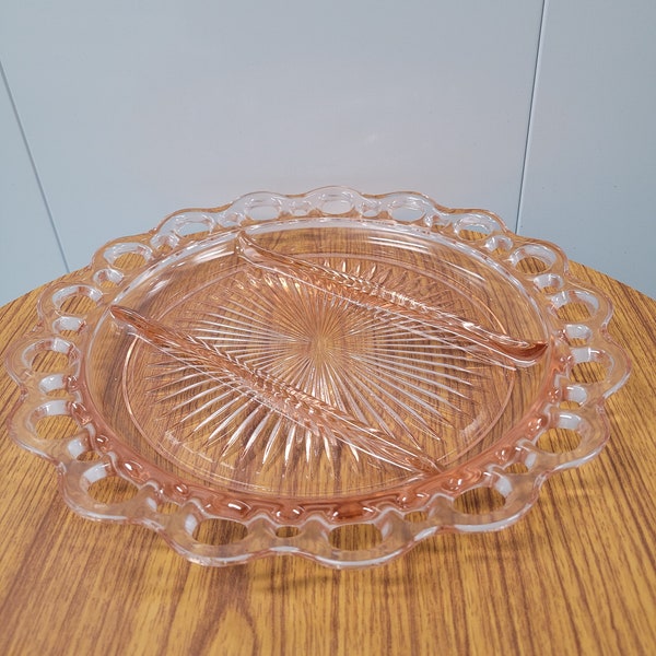 Pink Depression Glass Divided Plate - Etsy