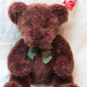 Vintage RUSS TINKER MAROON Teddy Bear With Bow 9" Plush Stuffed Animal ...