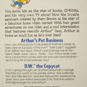 Vintage 1999 Marc Brown ARTHUR Arthur's Pet Business Animated VHS Video ...