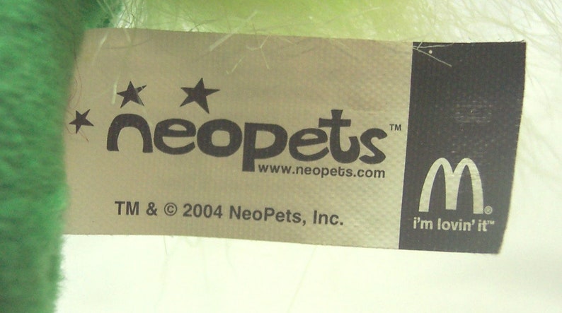 Vintage 2004 Neopets GREEN UNI Neopet 4" Plush Stuffed Animal Toy ...