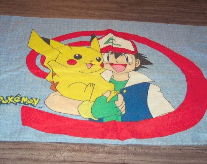 Vintage 1998 Nintendo POKEMON ASH PIKACHU Pillow Case Pillowcase ...
