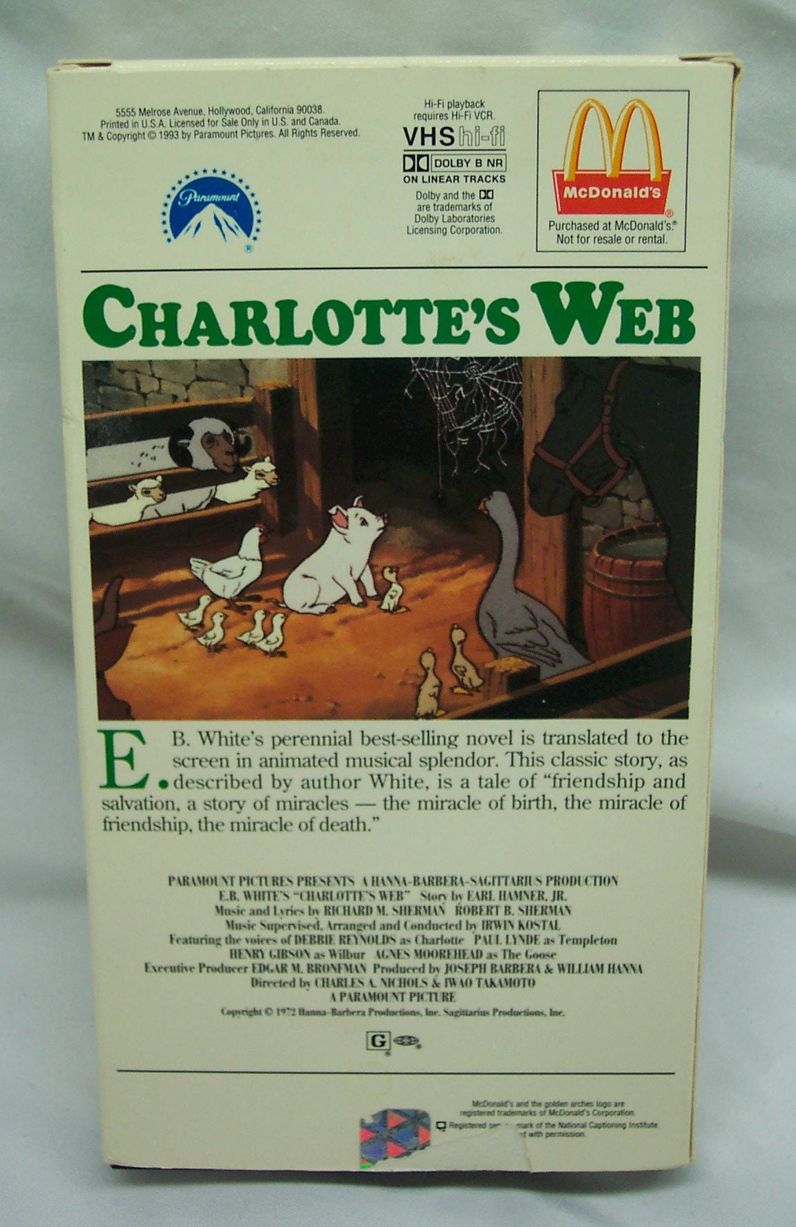 Vintage CHARLOTTE'S WEB VHS Video Movie Cartoon 90's - Etsy