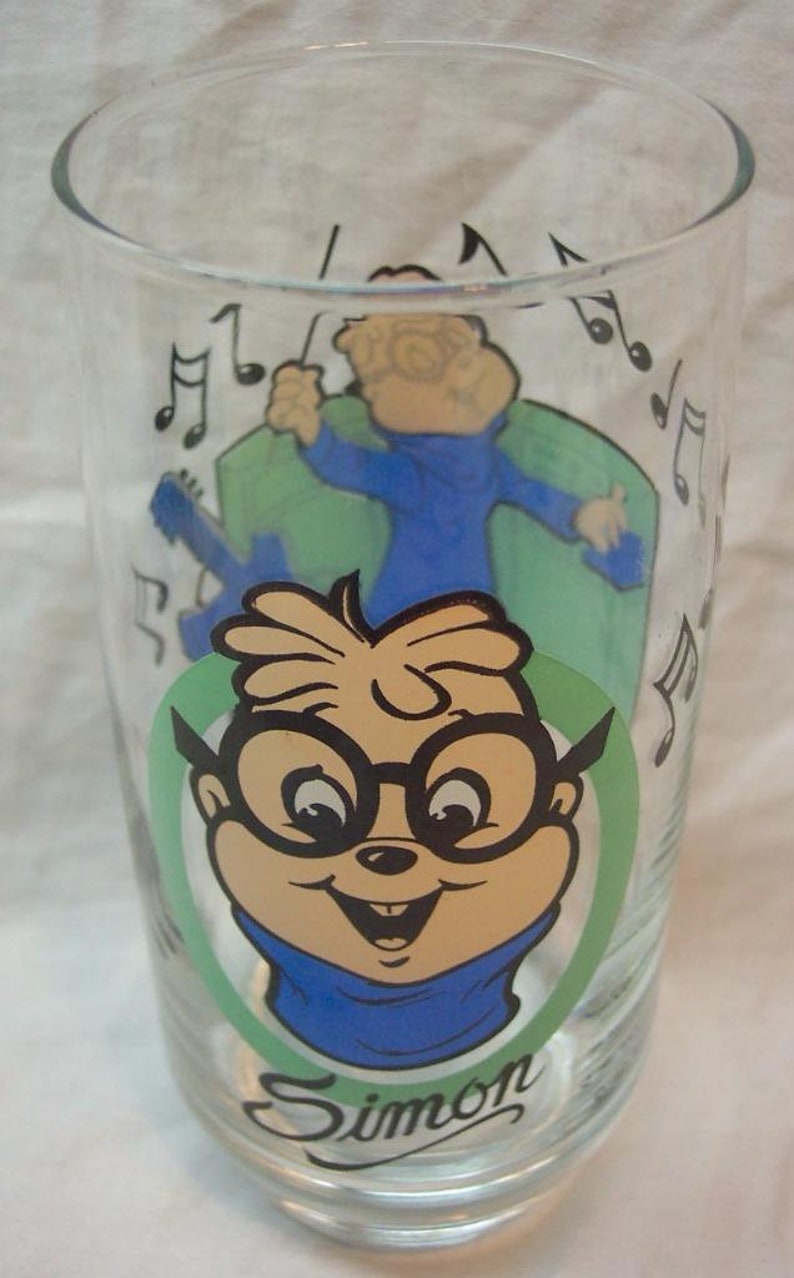 Vintage Alvin and the Chipmunks SIMON 6" Collector's Glass Cup 1980's ...