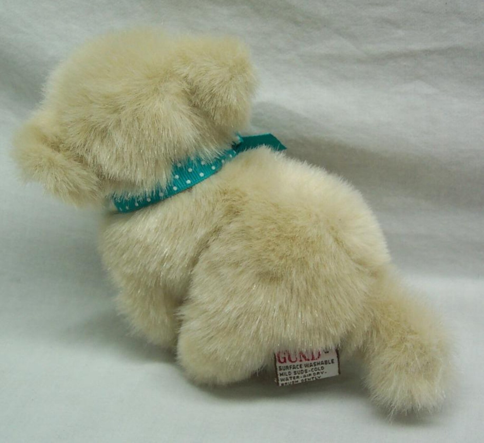 Vintage GUND Tan Cat Kitten With Turquoise Bow 5" Plush Stuffed Animal ...