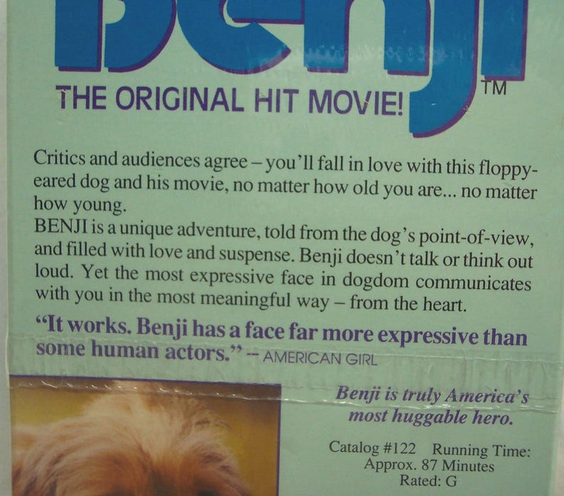 Vintage 1973 Joe Camp's BENJI the Dog VHS Video Movie NEW in Shrinkwrap ...