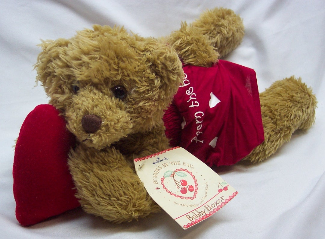 Vintage HALLMARK BOBBY BOXER Teddy Bear W/ Red Heart 12" Plush Stuffed ...