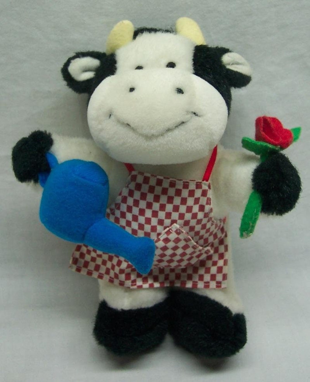 Vintage TIPTOE COW as GARDENER 8" Plush Stuffed Animal Toy 1990's Farm ...
