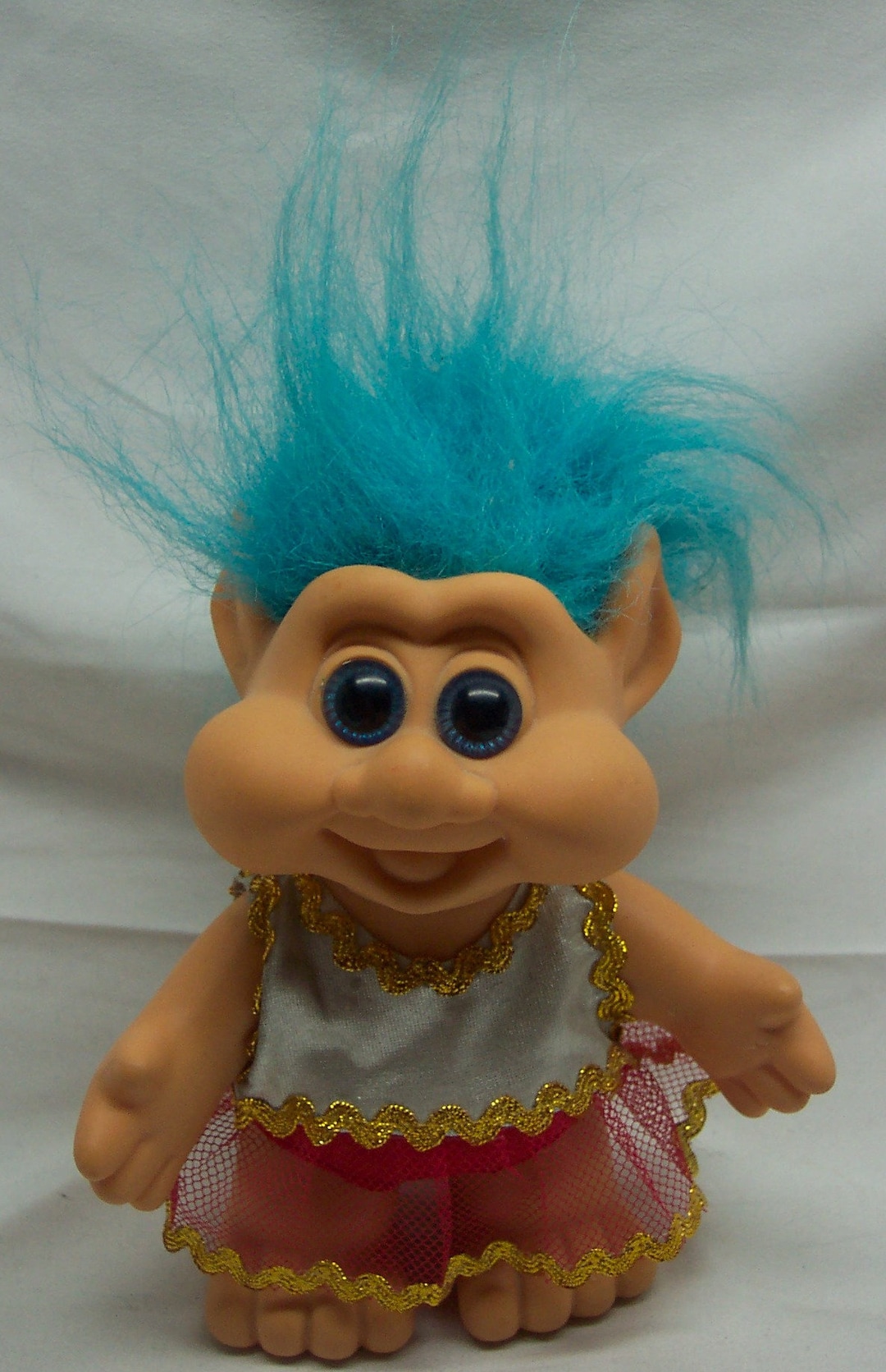 RARE Vintage 1991 Russ TROLL in Dress Blue Hair 7" Plush Stuffed Animal ...