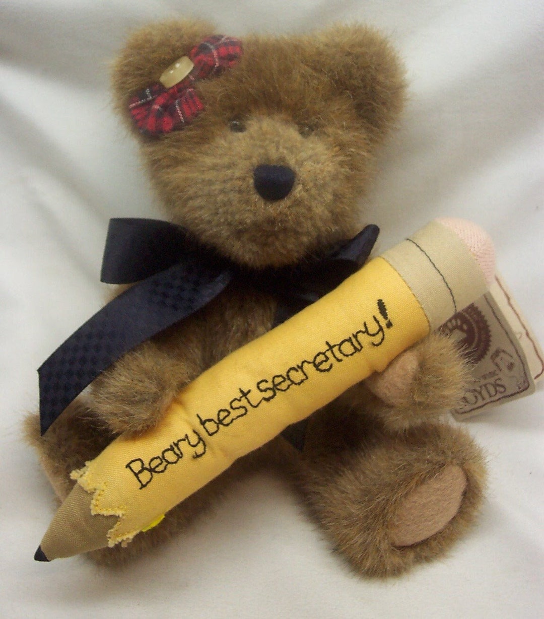 Vintage 2001 Boyds Bears "beary BEST Secretary" Teddy Bear With Pencil ...