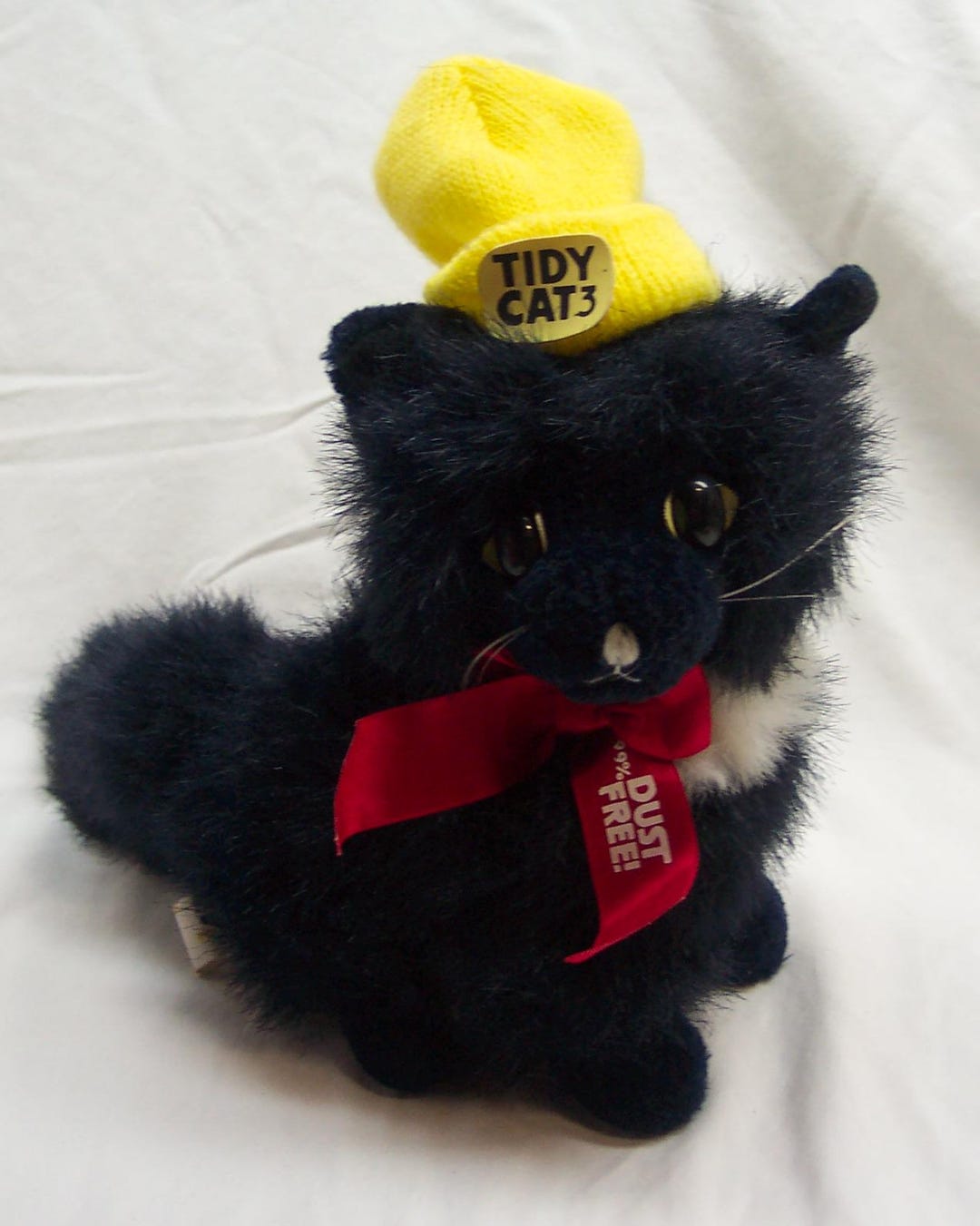 Antique Vintage Animal Fair TIDY CAT Black Cat in Yellow Hat 9" Plush ...