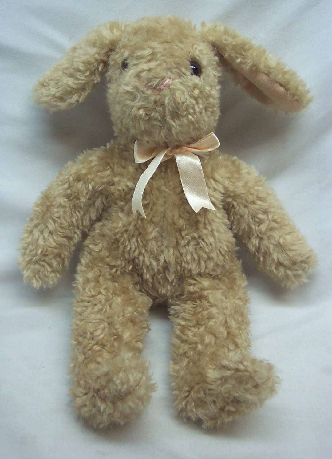 Vintage 1992 TY Tan Curly BUNNY RABBIT 11" Plush Bean Bag Stuffed ...